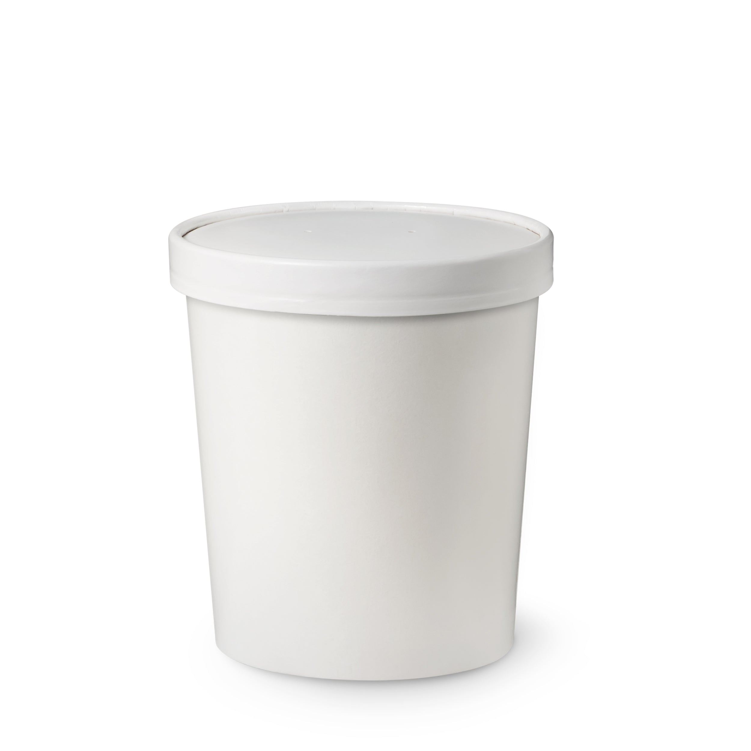 16oz White Compostable Paper Food Cup with Vented Lid | Inbulks