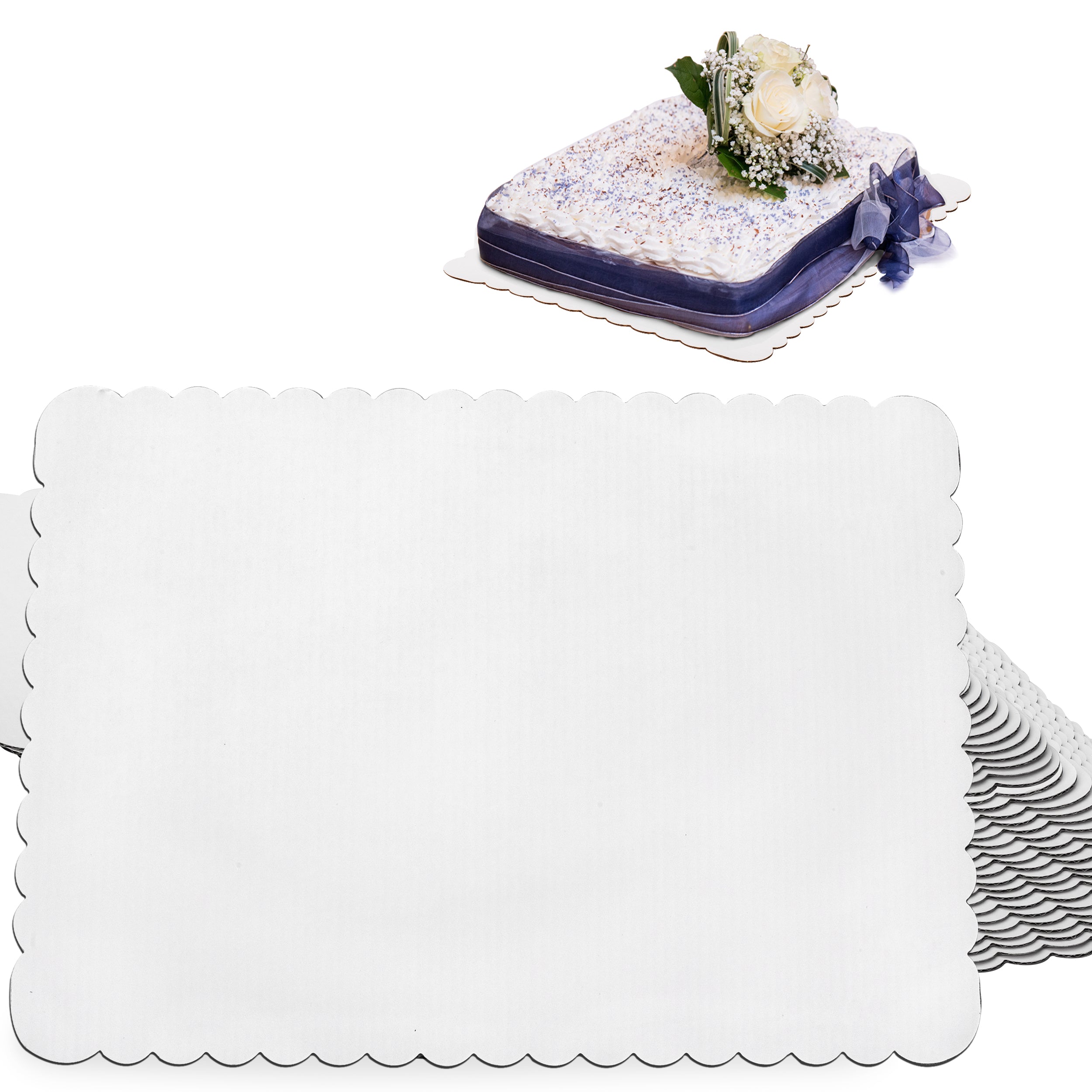 14" White Rectangle Cake Boards | Inbulks