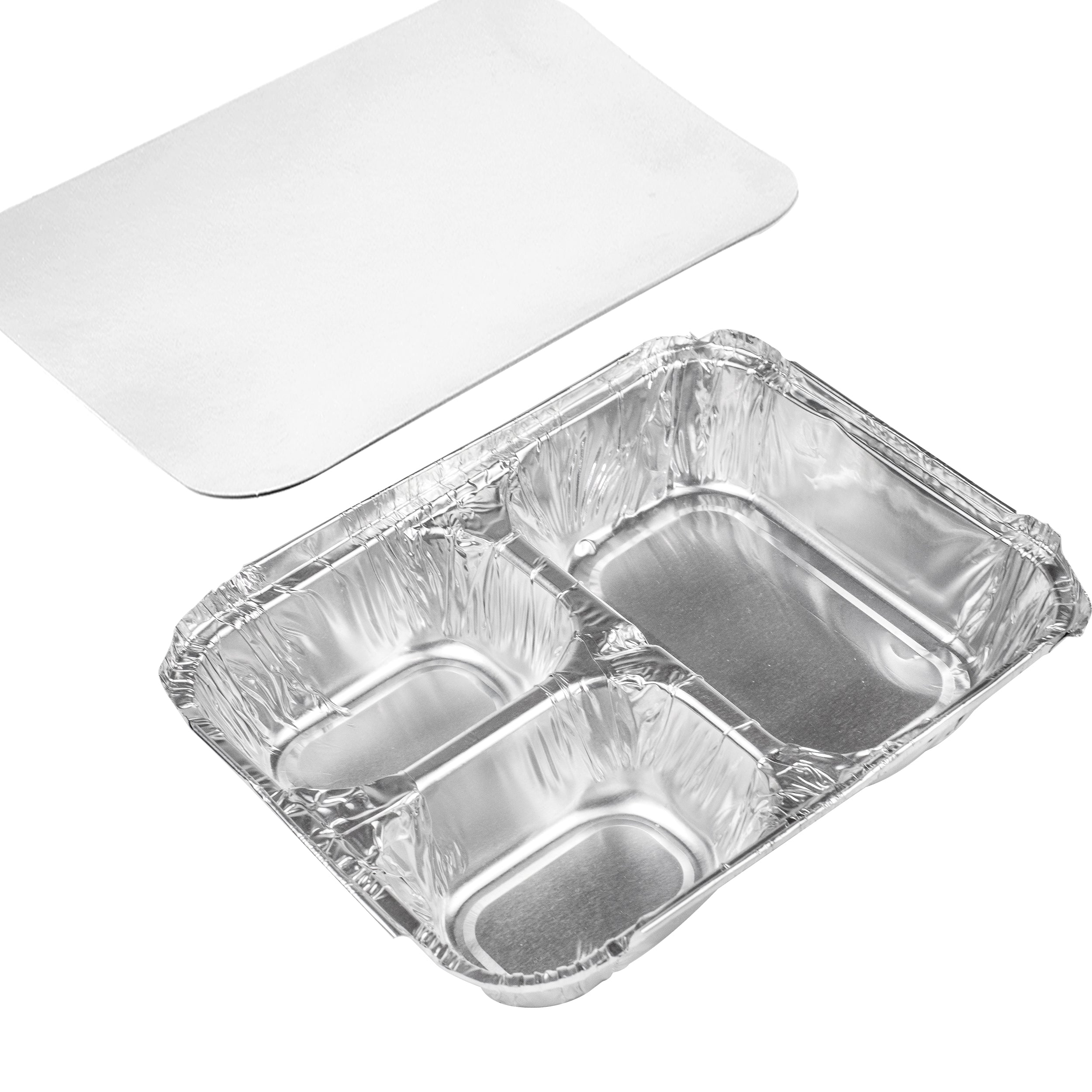 3 Compartment Rectangular Disposable Aluminum Foil Pan with Flat Board ...