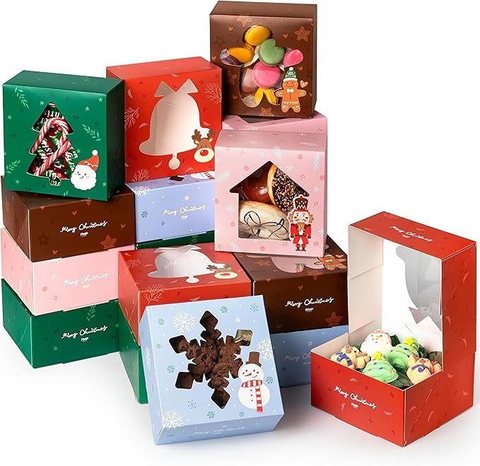 Christmas Bakery Box with Window 6x6x3 200pk | Inbulks